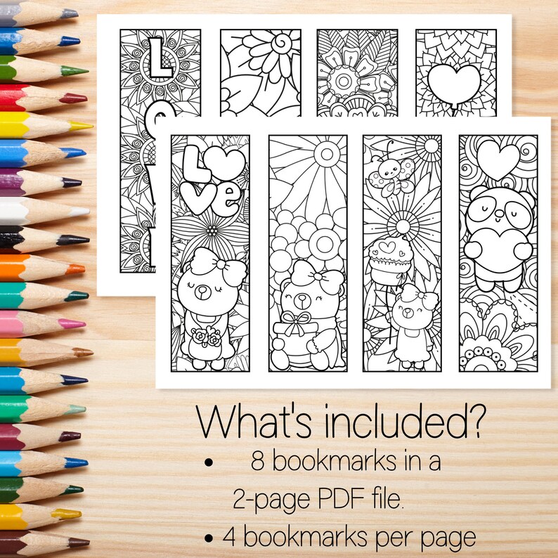 Printable Bookmark to Color, Cheap Gifts for Her, Animal Coloring Pages ...