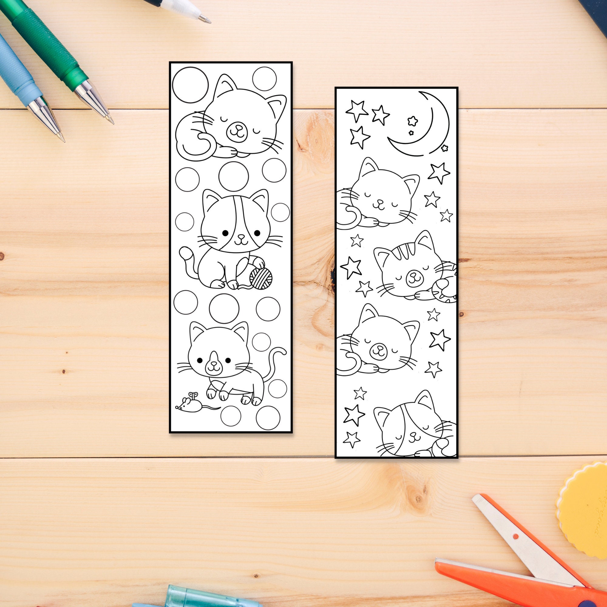 Cat Bookmark Printable, Bookmarks to Color, Advent Calendar Fillers ...