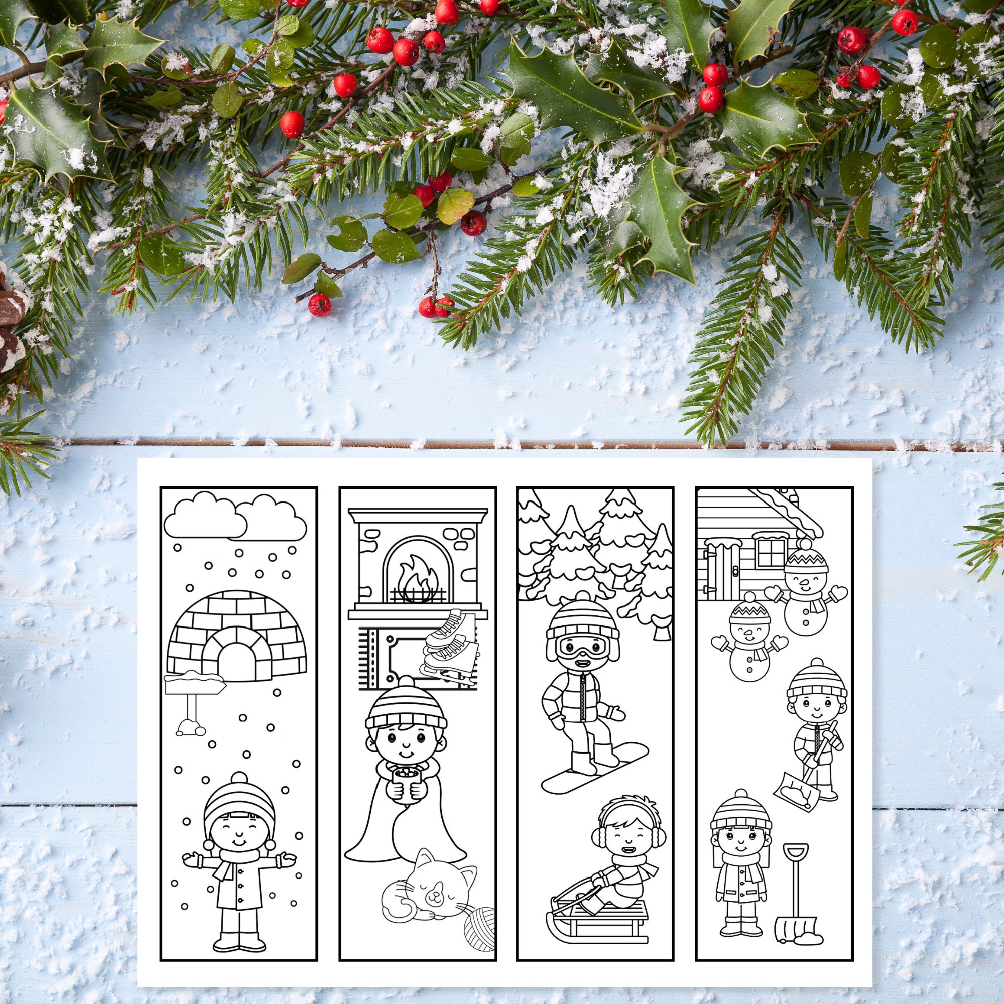 Winter Bookmarks to Color, Student Gifts From Teacher, Reading Gifts ...
