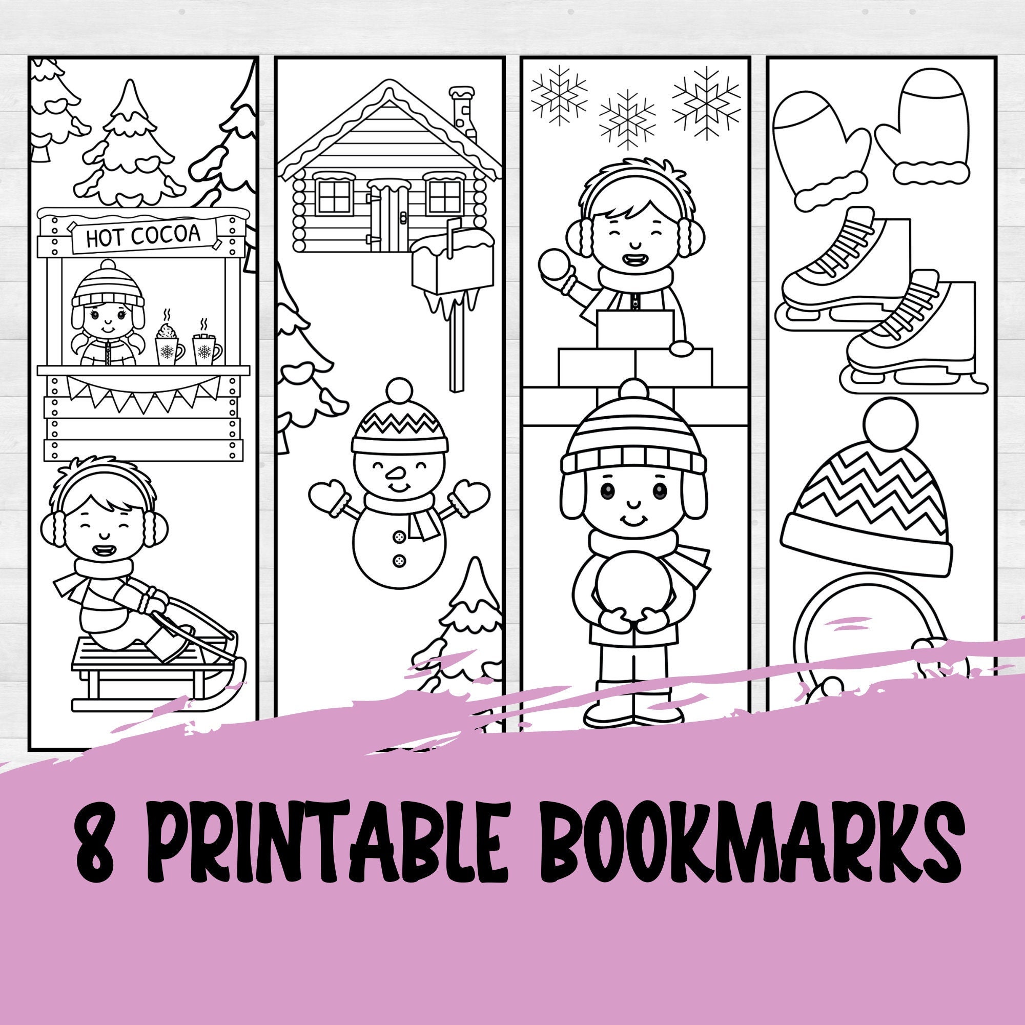 Winter Bookmarks to Color, Student Gifts From Teacher, Reading Gifts ...