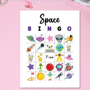 Space Bingo Cards Printable, Birthday Bingo for Kids, Space Birthday ...