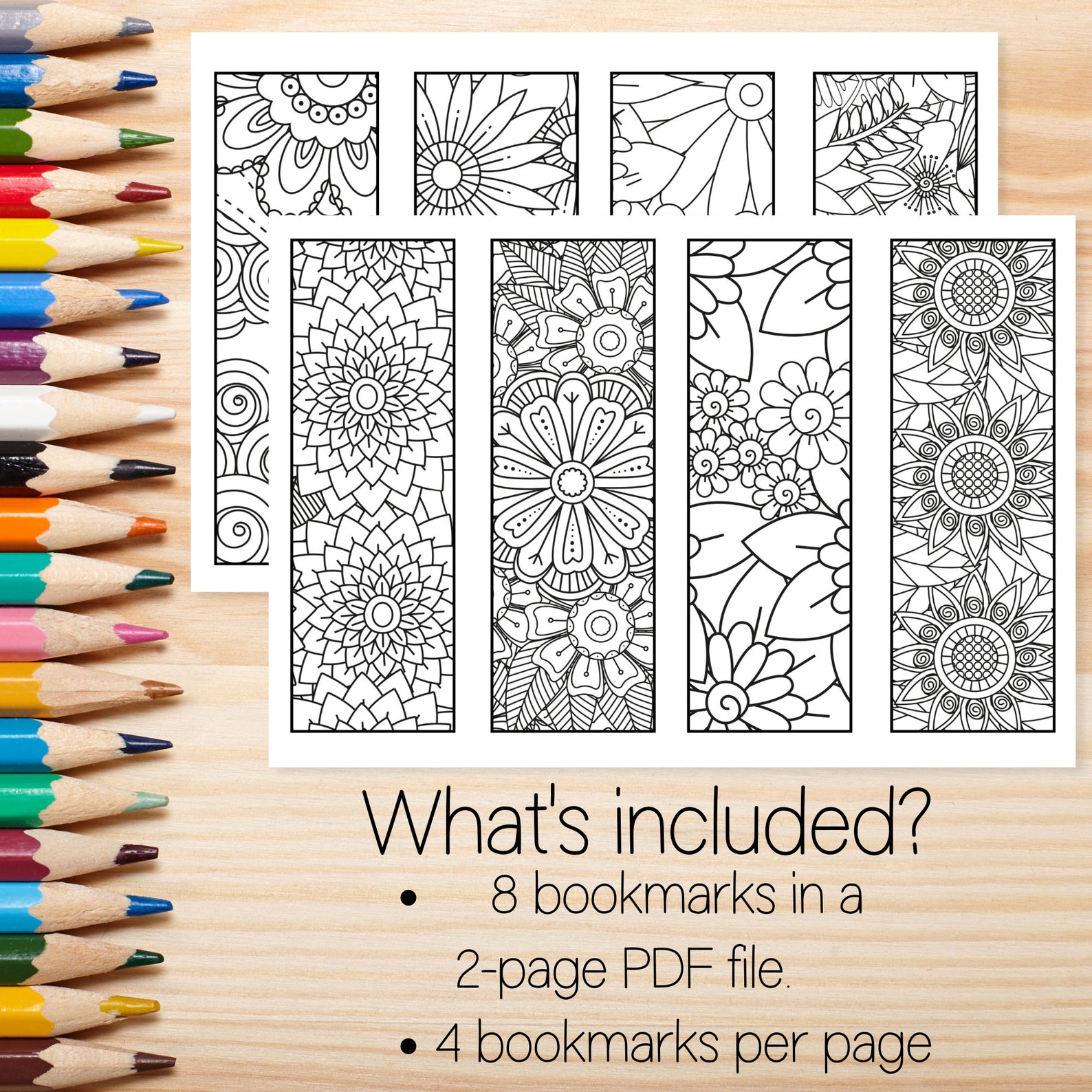 Floral Bookmark, Mandala Coloring Pages, Stocking Stuffers for College ...