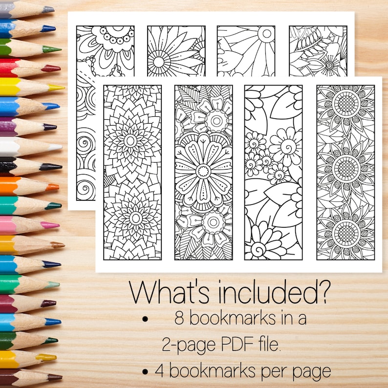 Floral Bookmark, Mandala Coloring Pages, Stocking Stuffers for College ...