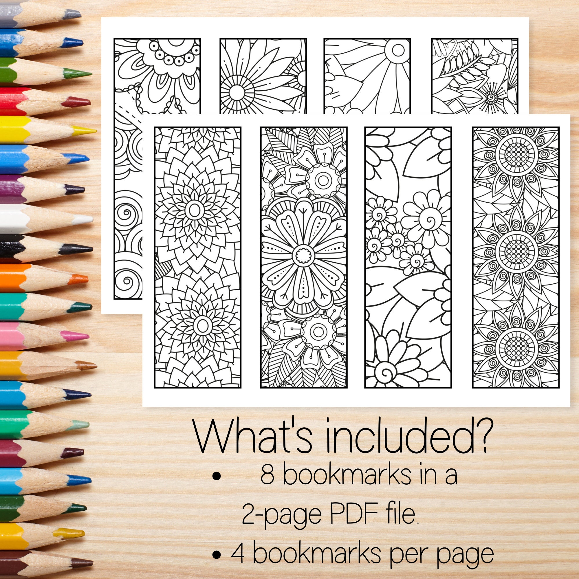 Floral Bookmark, Mandala Coloring Pages, Stocking Stuffers for College ...