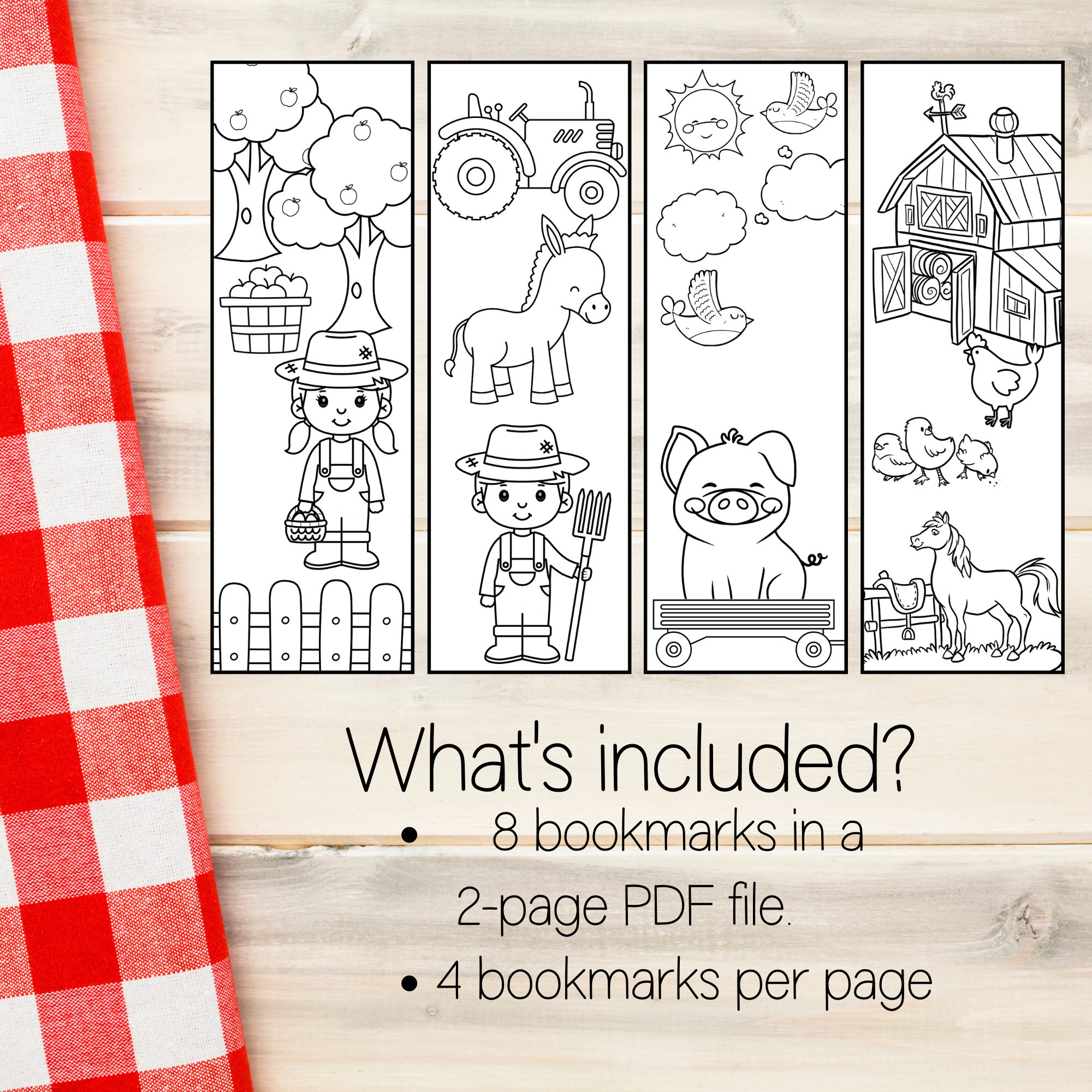 Farm Bookmarks to Color, Barnyard Party Favors, Cheap Gifts for ...