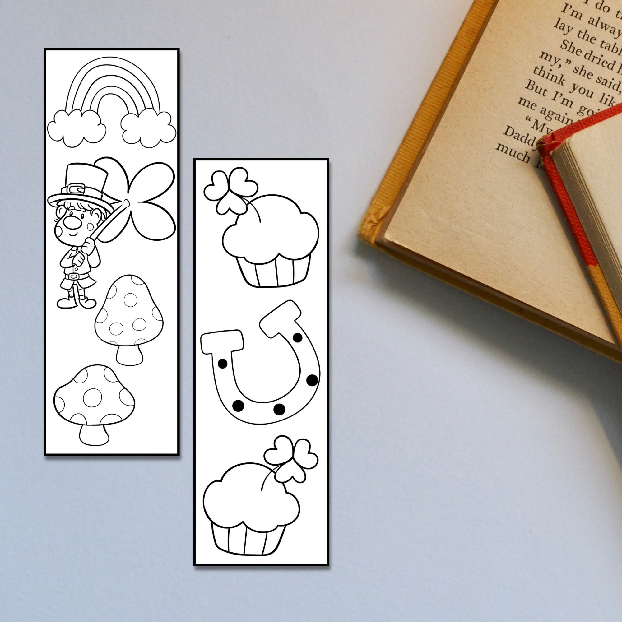 Shamrock Bookmark Set, St Patrick's Day Printable, Bookmarks to Color ...