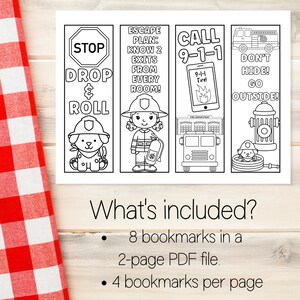Fire Safety Printable, Fireman Party Favors, Bookmarks to Color ...