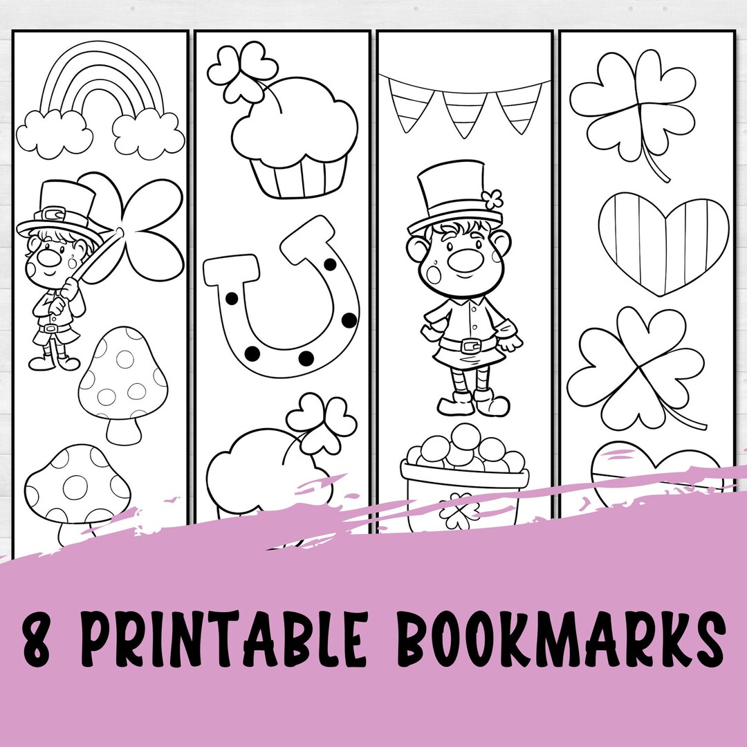 Shamrock Bookmark Set, St Patrick's Day Printable, Bookmarks to Color ...