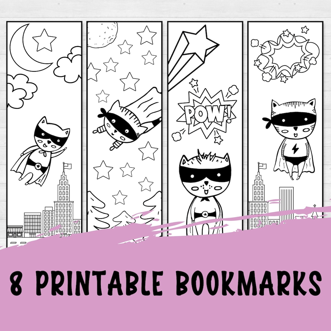 Superhero Bookmark, Printable Gifts, Cat Themed Gifts, Reading Rewards ...