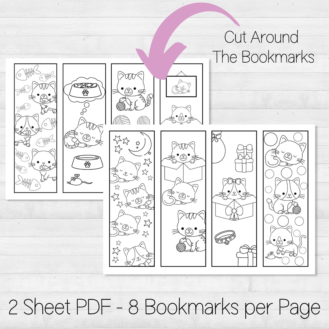 Kitten Bookmark, Coloring Bookmarks, Cat Lover Gift for Kids, Classroom ...