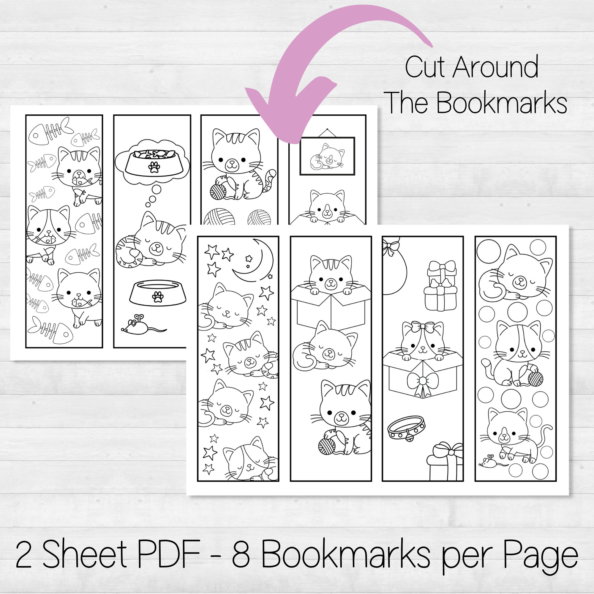 Cat Bookmark Printable, Bookmarks to Color, Advent Calendar Fillers ...