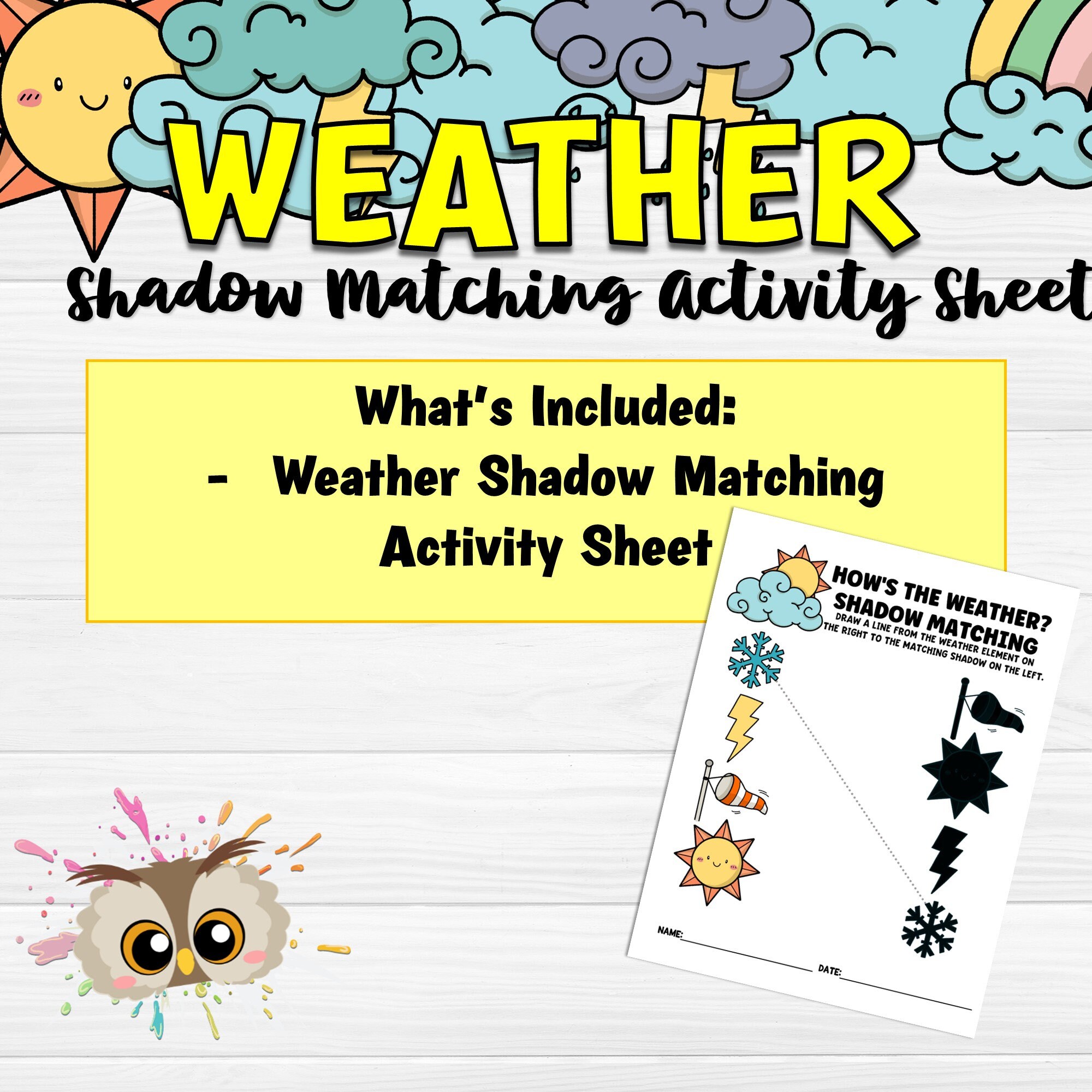 Shadow Matching Game, Printable Homeschool Worksheet, Weather ...