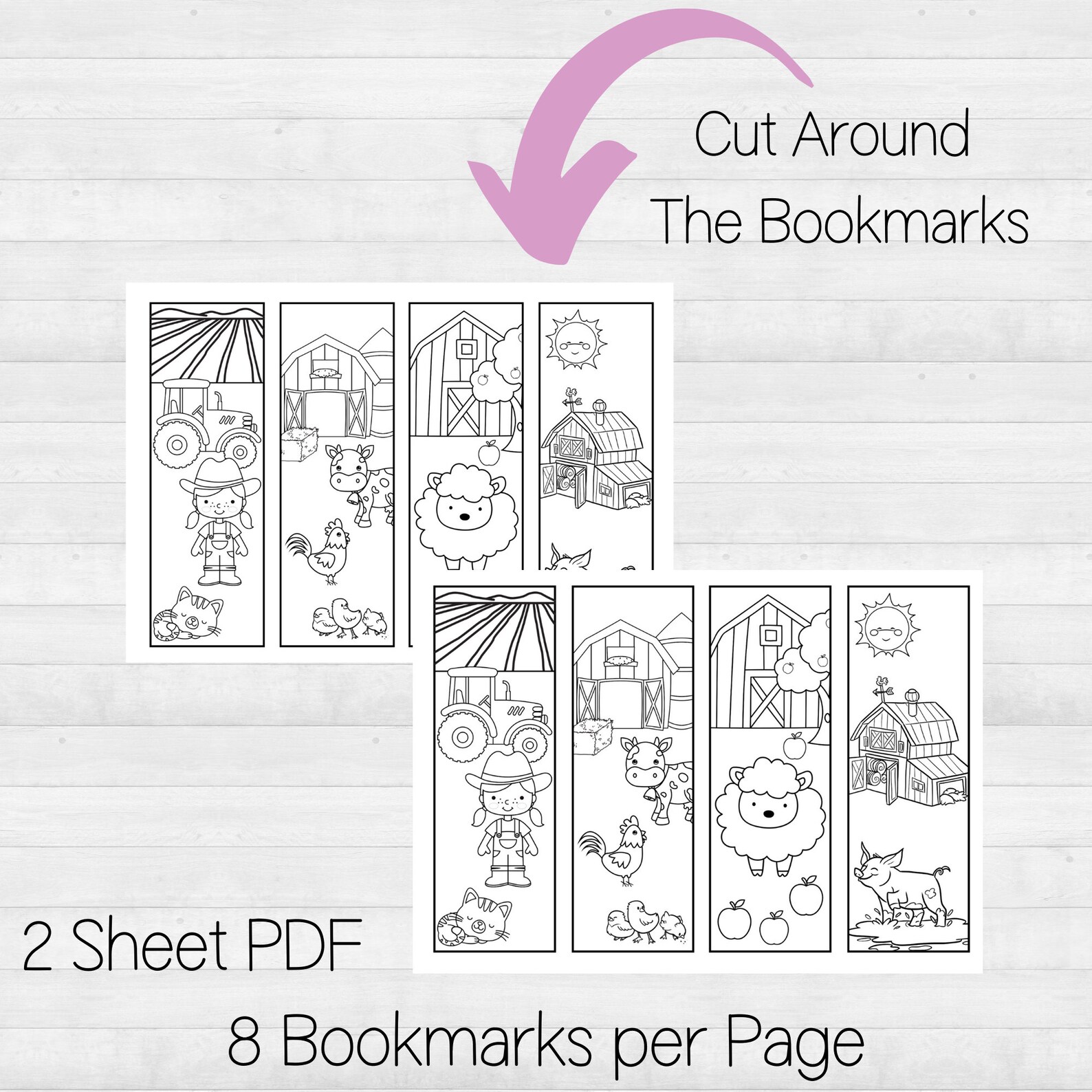 Farm Bookmarks to Color, Barnyard Party Favors, Cheap Gifts for ...