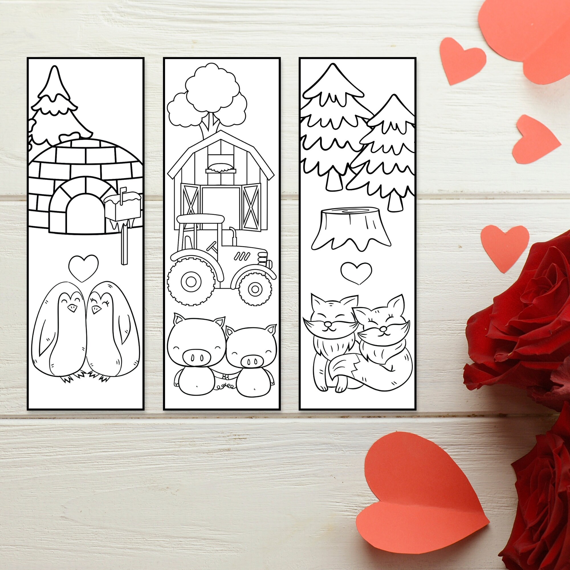 Bookmarks to Color, Last Minute Gift, Animal Coloring Pages, Printable ...