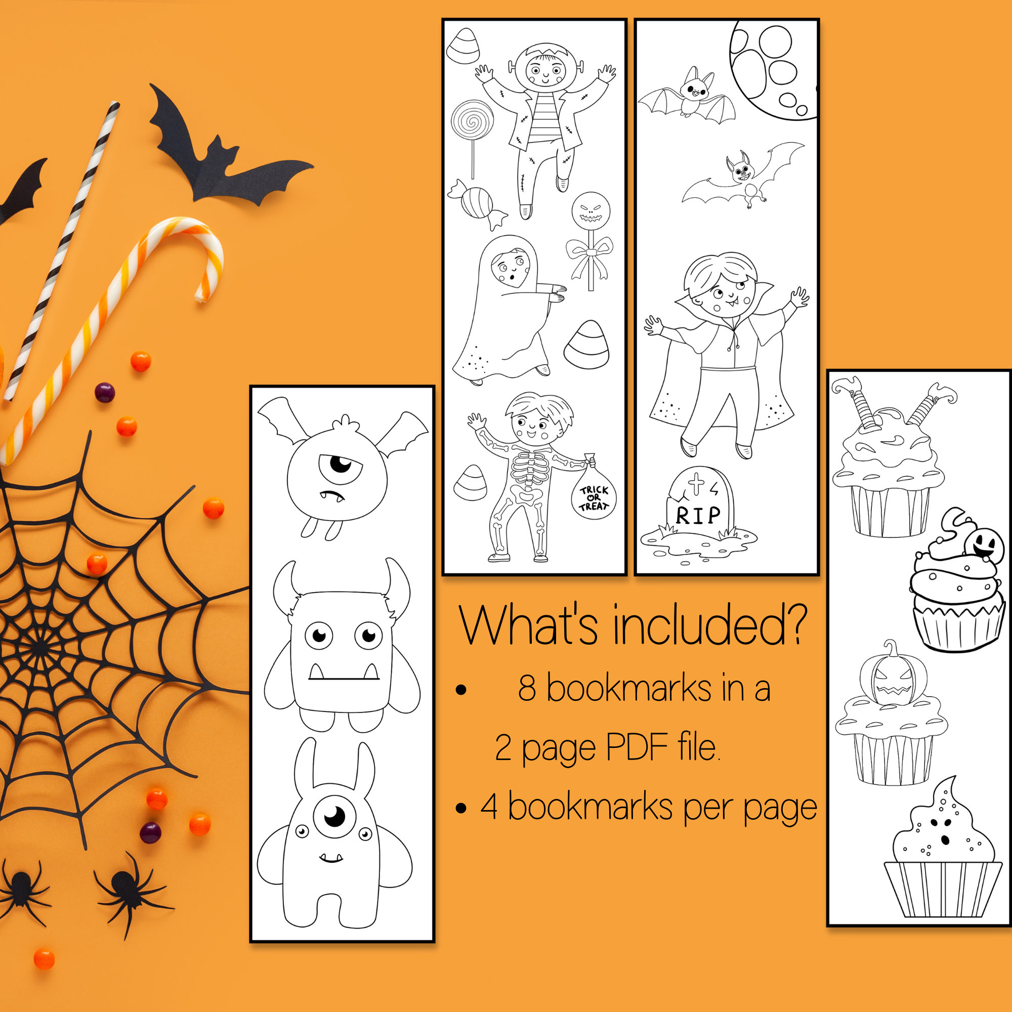 Halloween Bookmarks Coloring, Coloring Pages Download, Printable ...