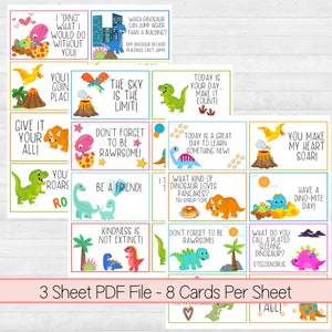 Dinosaur Lunch Box Notes, Lunchbox Notes Printable, Affirmation Cards ...
