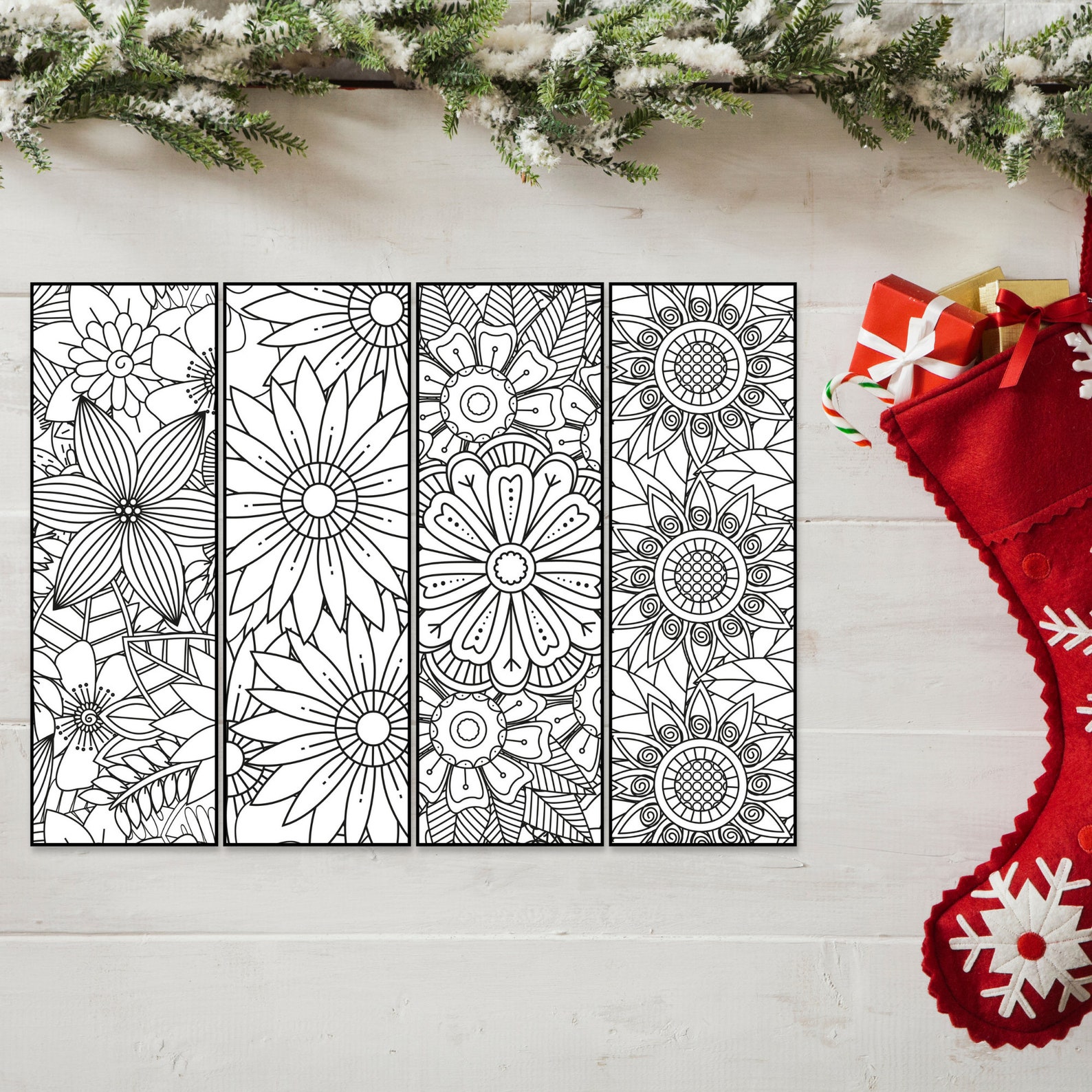 Floral Bookmark, Mandala Coloring Pages, Stocking Stuffers for College ...