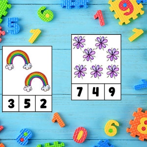 Counting Clip Cards, Homeschool Math, Flashcards, Printable Learning ...