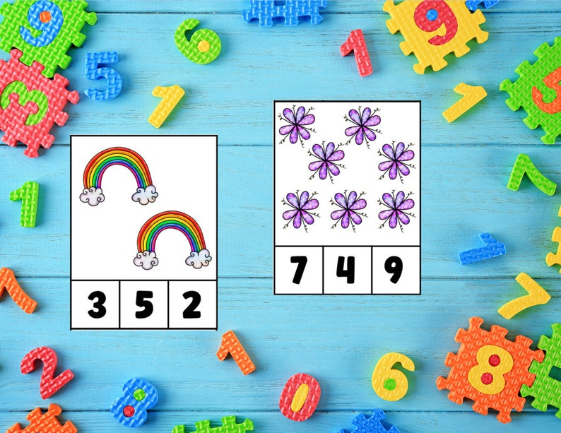 Counting Clip Cards, Homeschool Math, Flashcards, Printable Learning ...