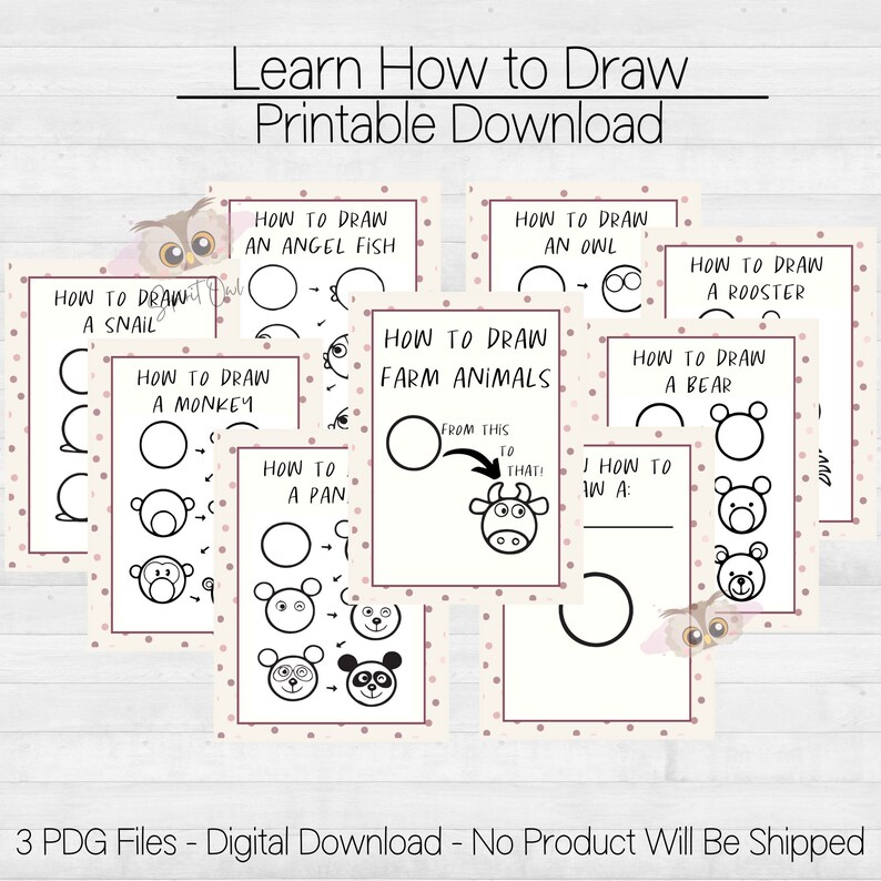 Learn to Draw Bundle, How to Draw Book, Art Gifts for Kids, Printable ...