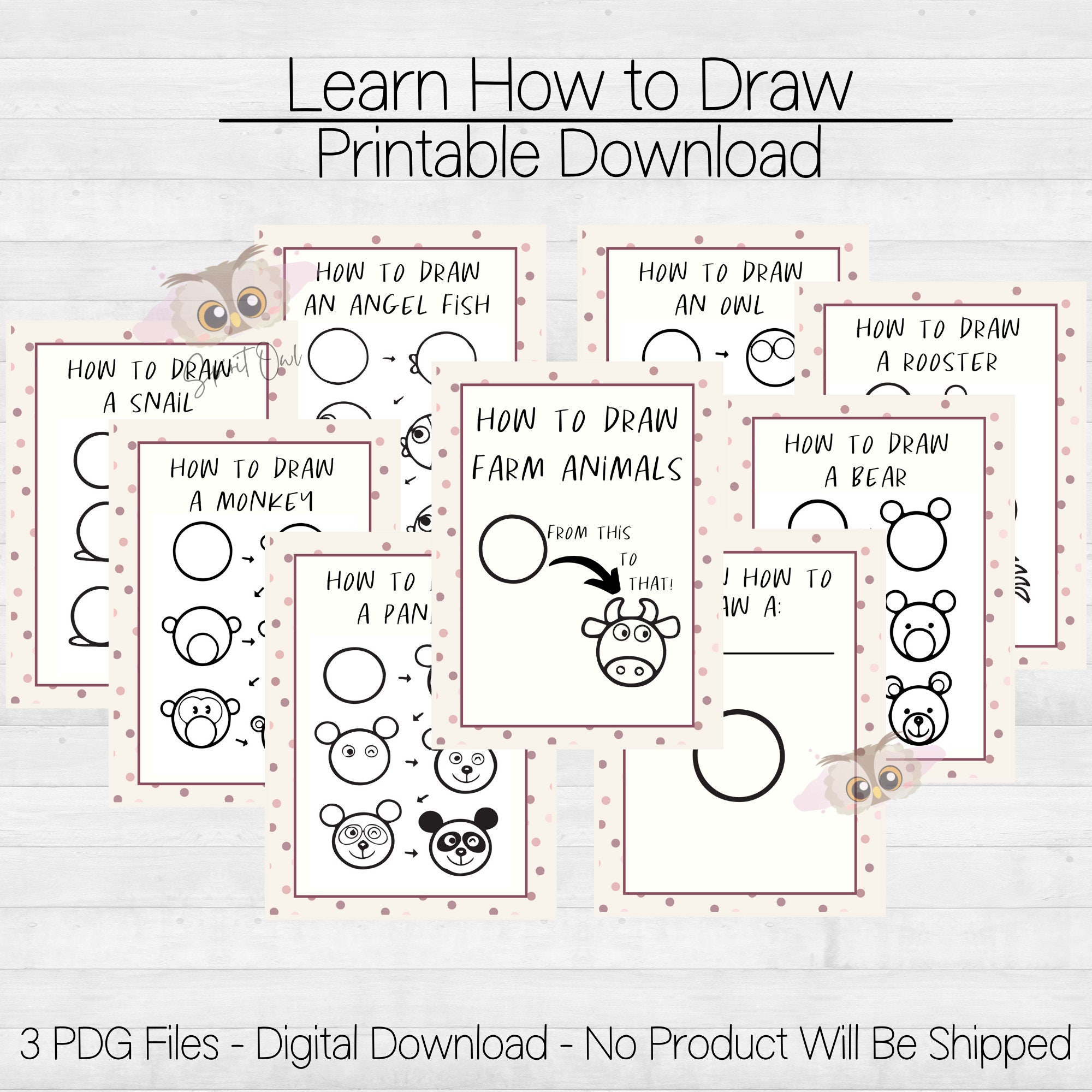 Learn to Draw Bundle, How to Draw Book, Art Gifts for Kids, Printable ...