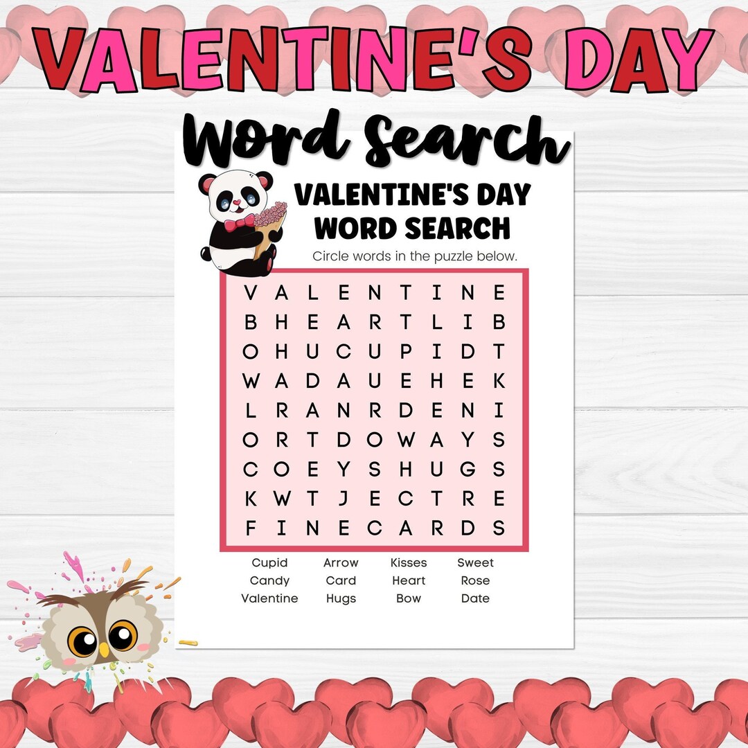 Valentine's Day Games, Word Search Puzzle Printable, Valentines Day ...