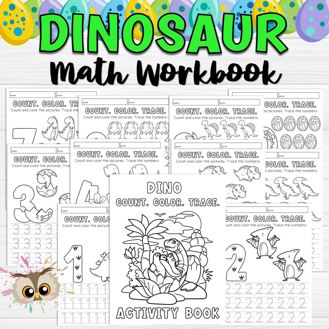 Preschool Math Worksheets, Number Tracing Printable, Dinosaur Coloring ...