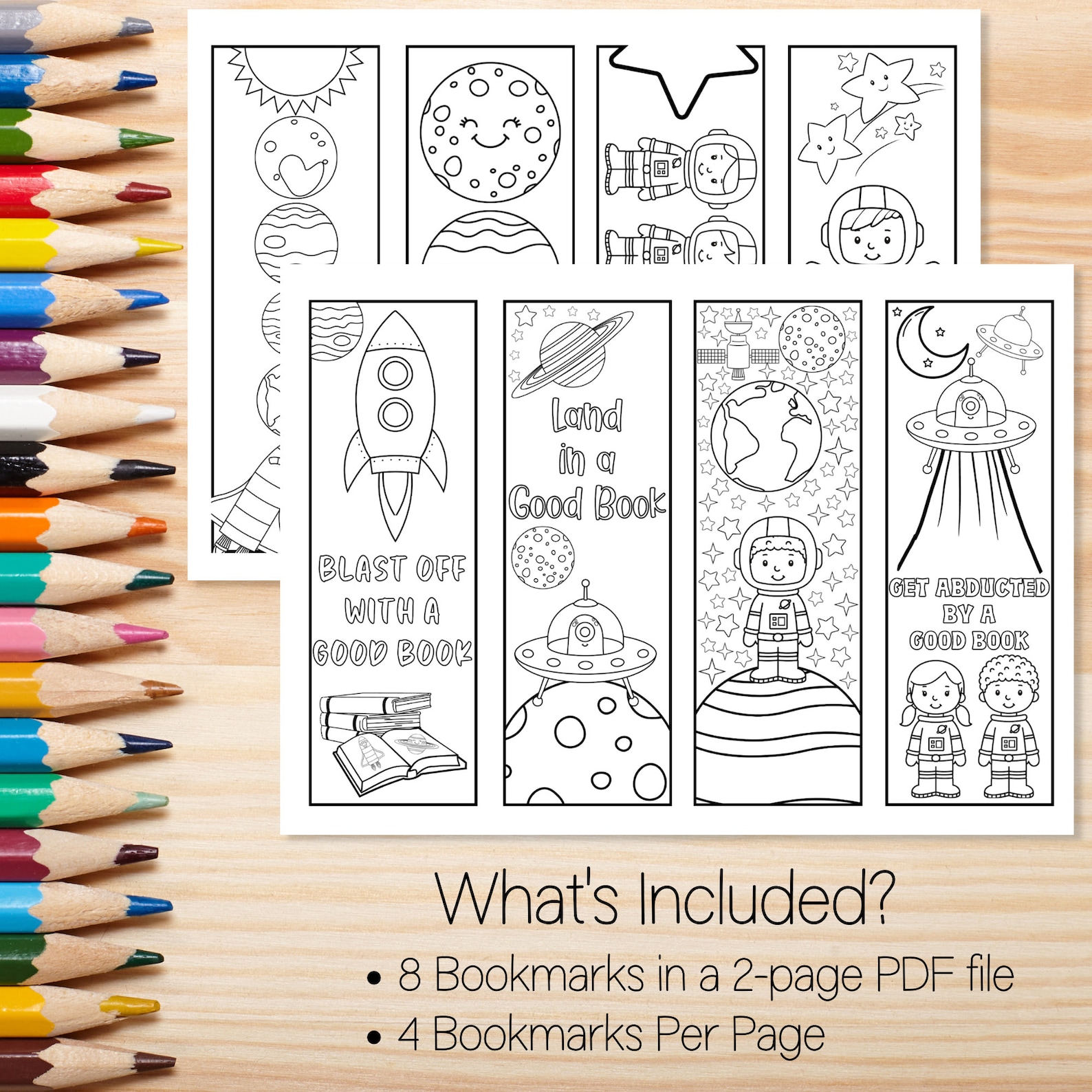 Astronaut Coloring Page, Bookmarks to Color, Space Gifts for Kids ...