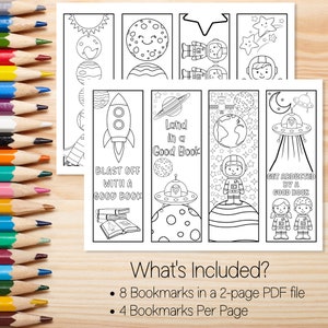 Astronaut Coloring Page, Bookmarks to Color, Space Gifts for Kids ...