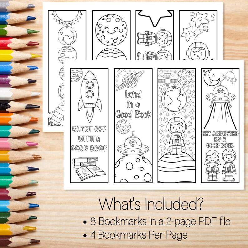Astronaut Coloring Page, Bookmarks to Color, Space Gifts for Kids ...
