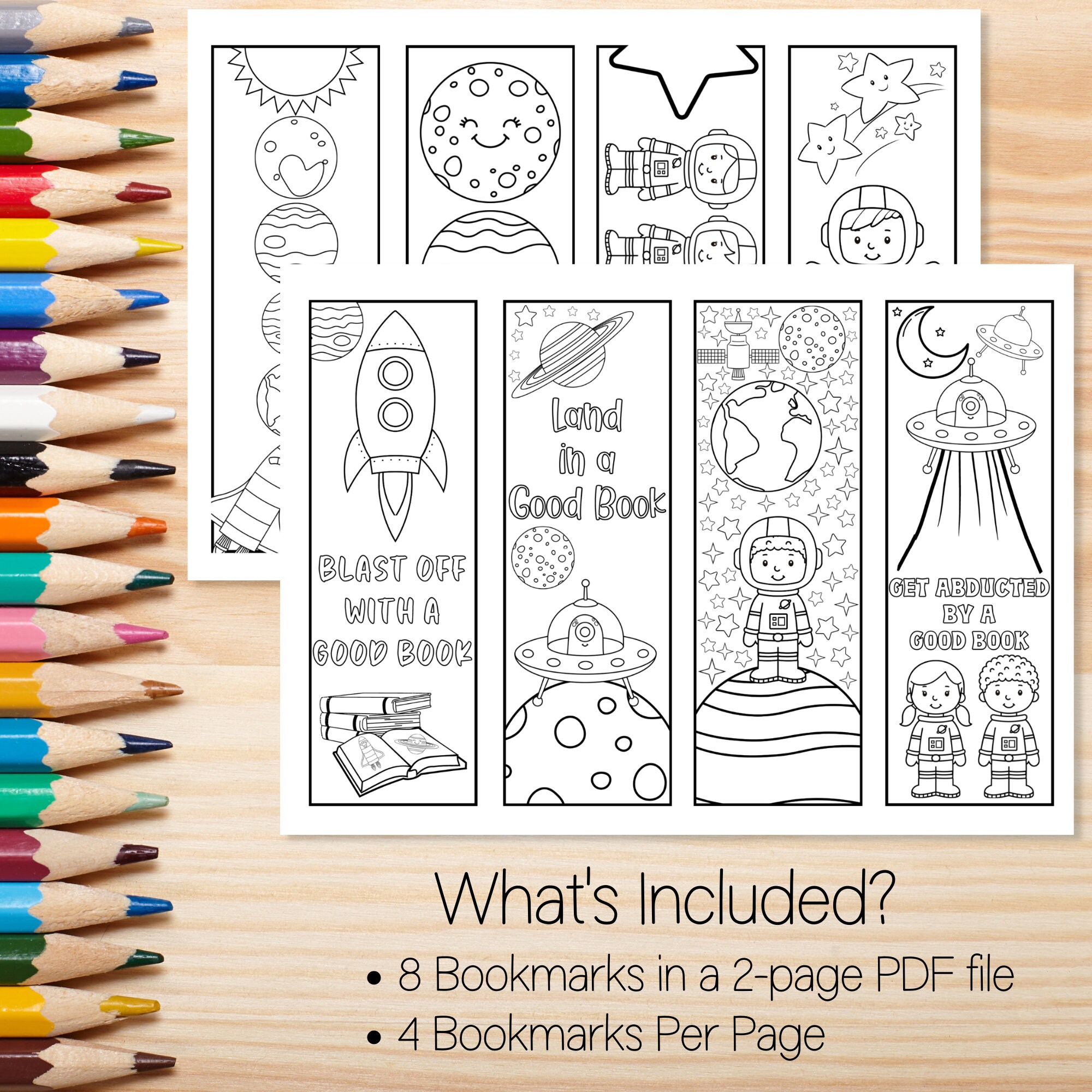 Astronaut Coloring Page, Bookmarks to Color, Space Gifts for Kids ...