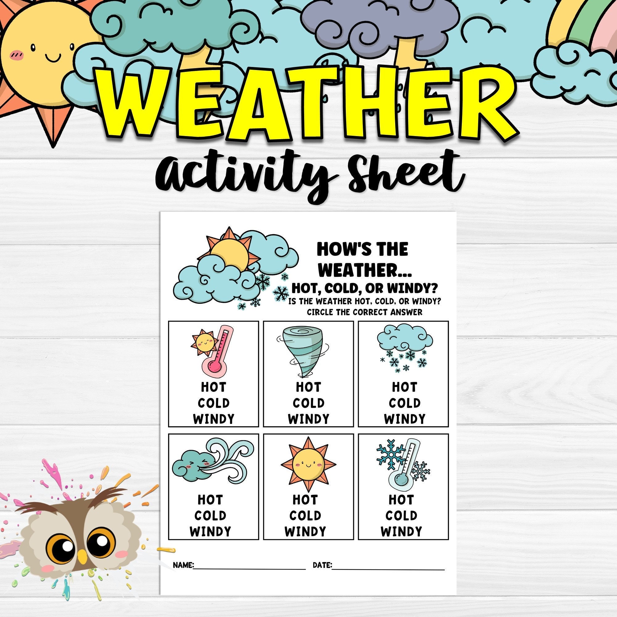 Printable Homeschool Worksheet, Weather Activities, Learning Materials ...