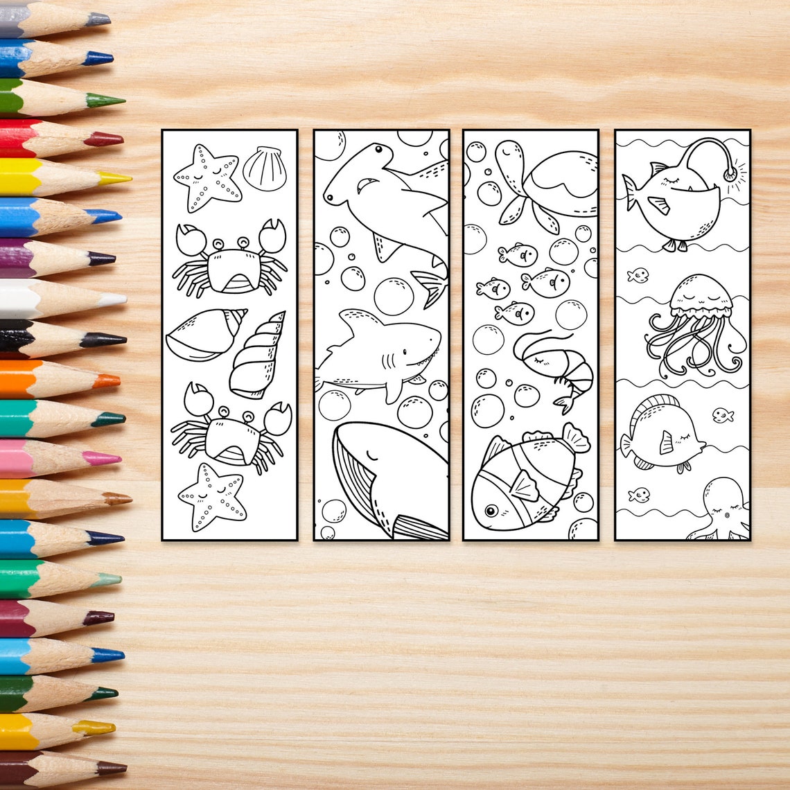 Ocean Bookmarks, Sea Coloring Bookmarks, Cheap Party Favors, Gifts ...