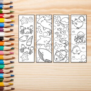 Ocean Bookmarks, Sea Coloring Bookmarks, Cheap Party Favors, Gifts ...