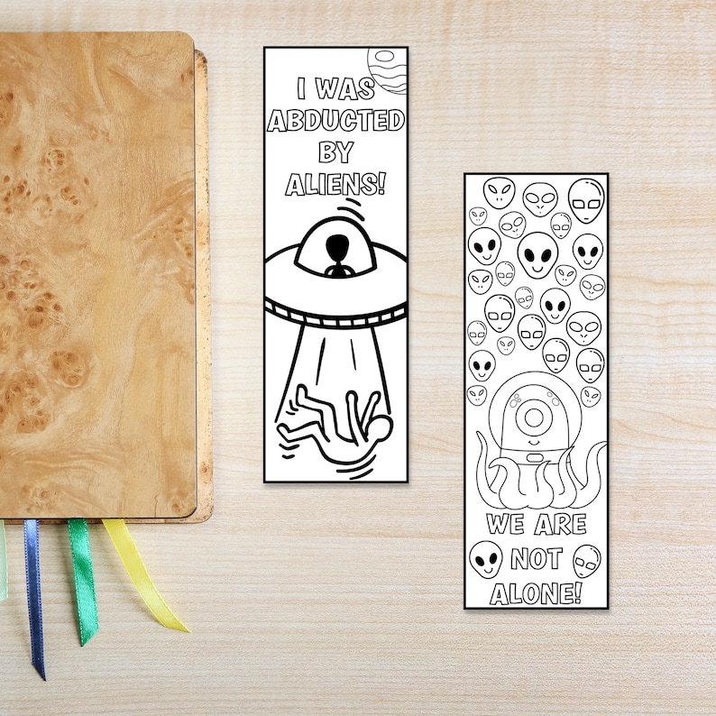 Alien Party Favors, Bookmarks to Color for Kids, UFO Gifts, Unique ...