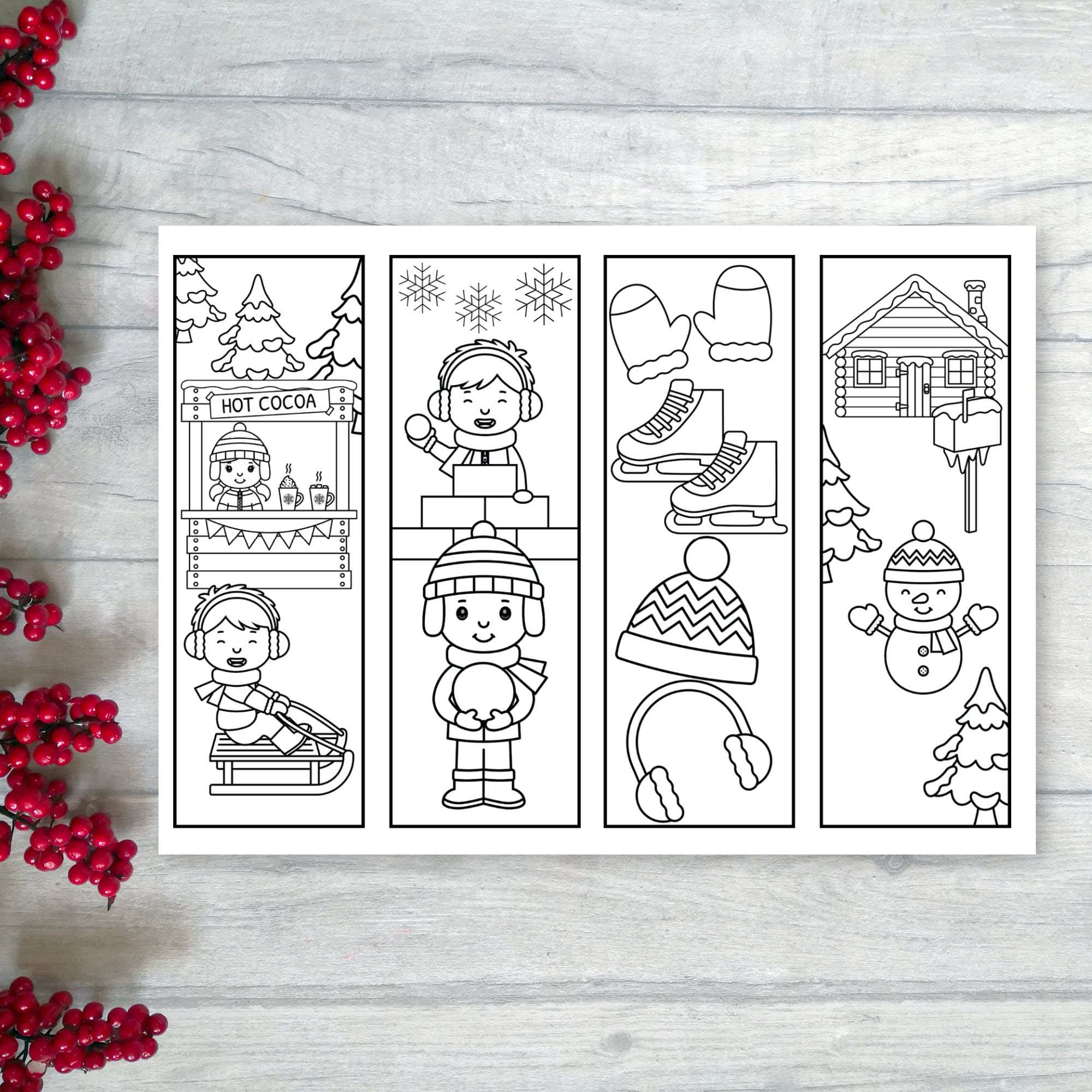 Winter Bookmarks to Color, Student Gifts From Teacher, Reading Gifts ...