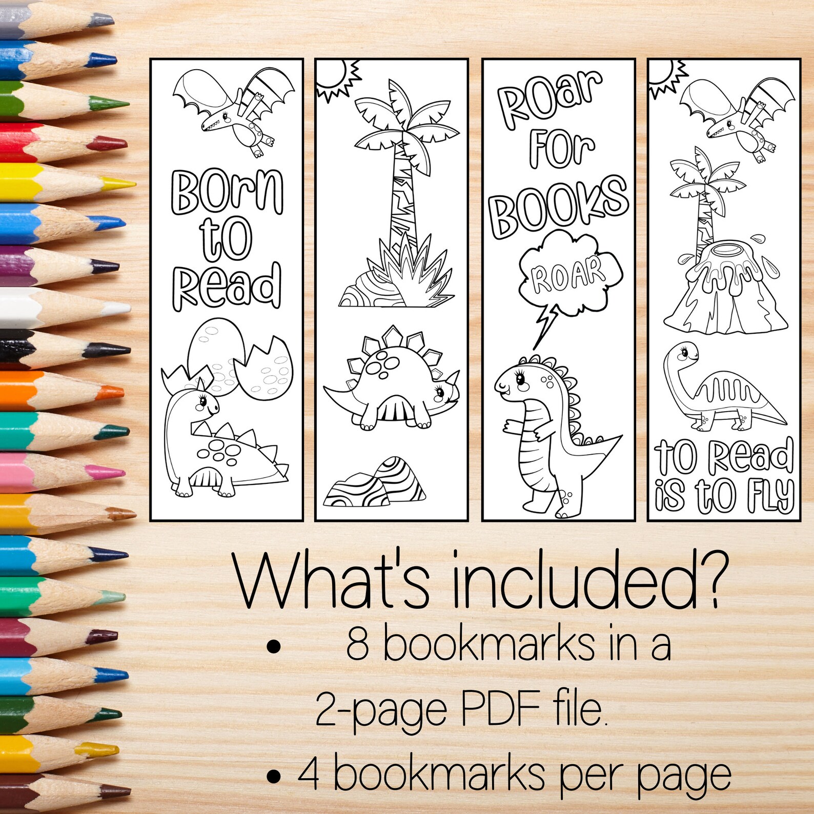 Dinosaur Bookmark Printable, Dinosaur Gifts for Kids, Bookmarks for ...