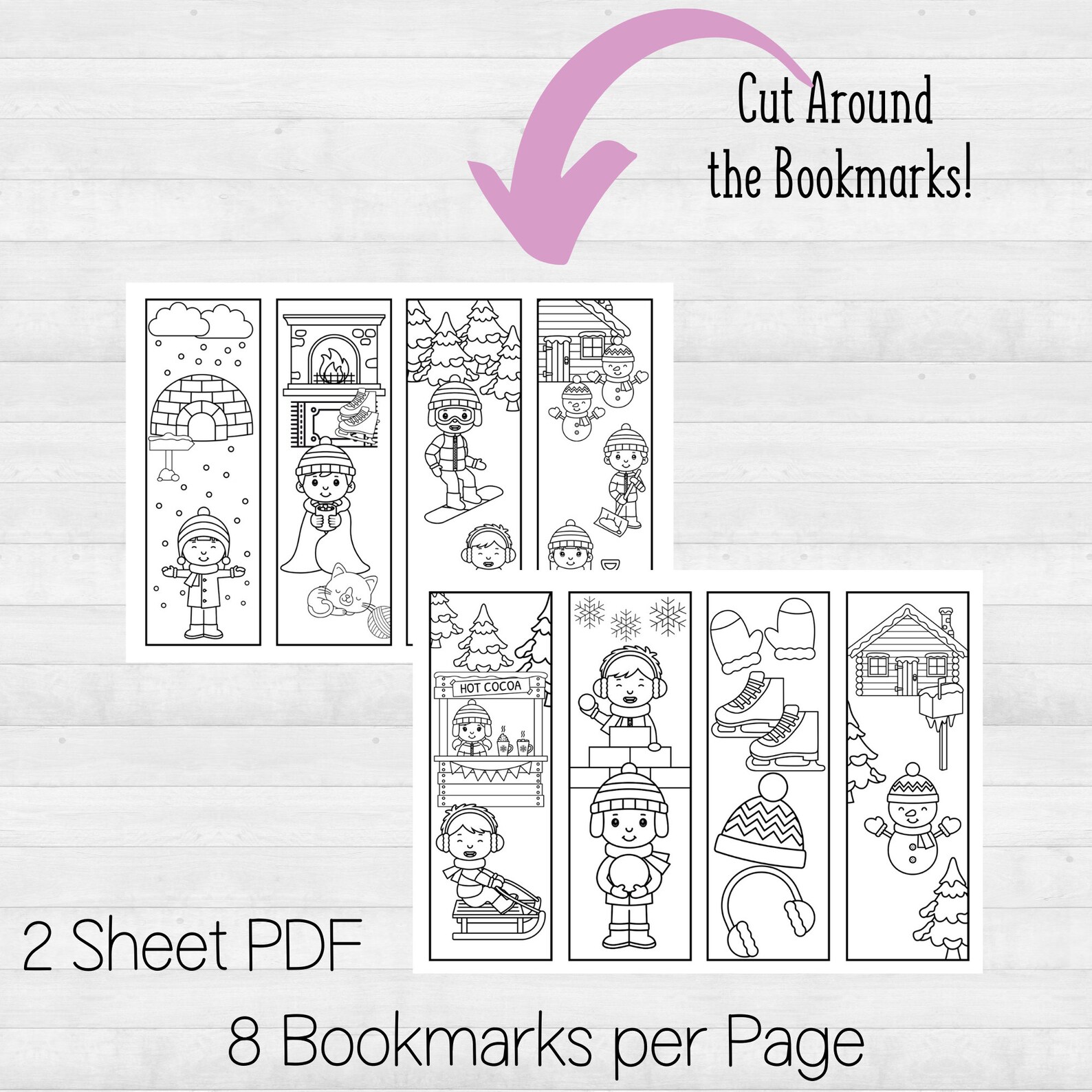 Winter Bookmarks to Color, Student Gifts From Teacher, Reading Gifts ...