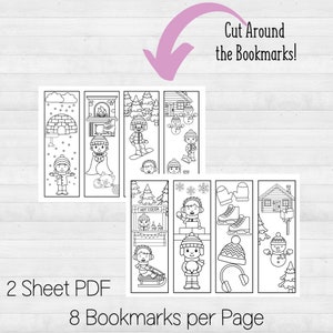 Winter Bookmarks to Color, Student Gifts From Teacher, Reading Gifts ...