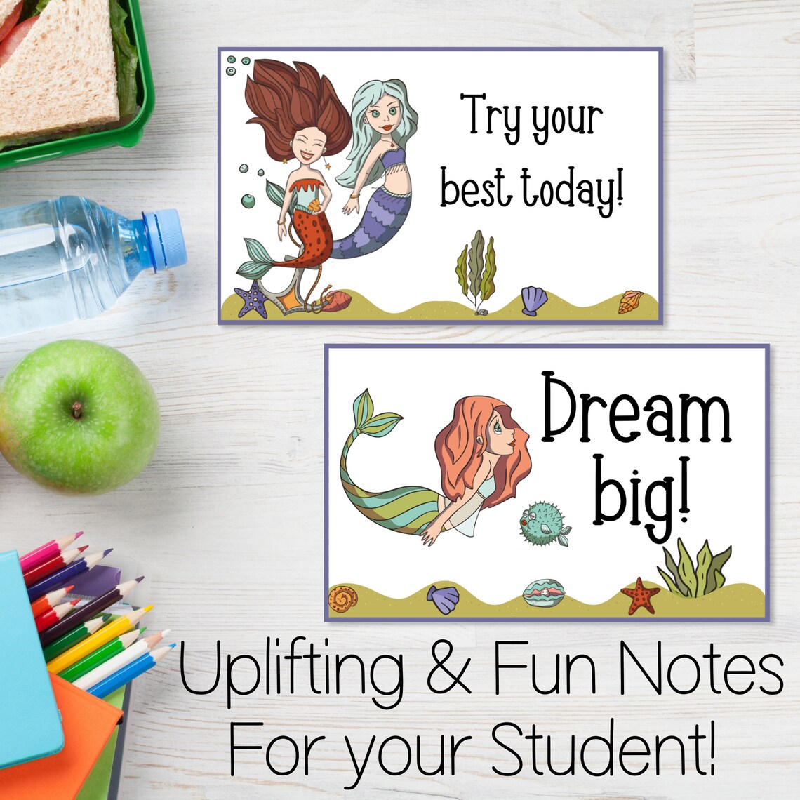 Mermaid Note Cards Mermaid Gifts for Girls Lunchbox Note - Etsy