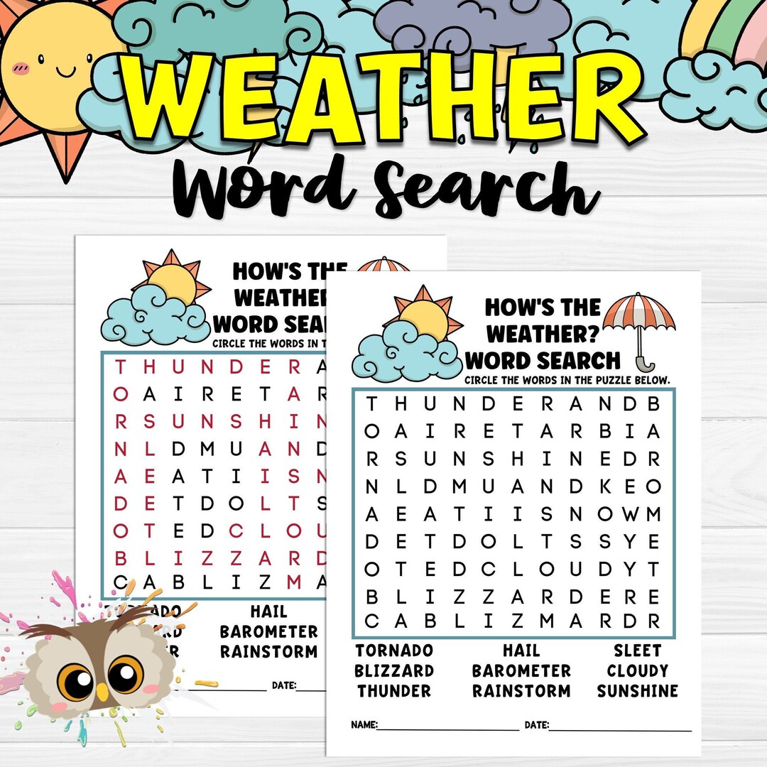 Word Search for Kids, Weather Activities, Homeschool Printables ...