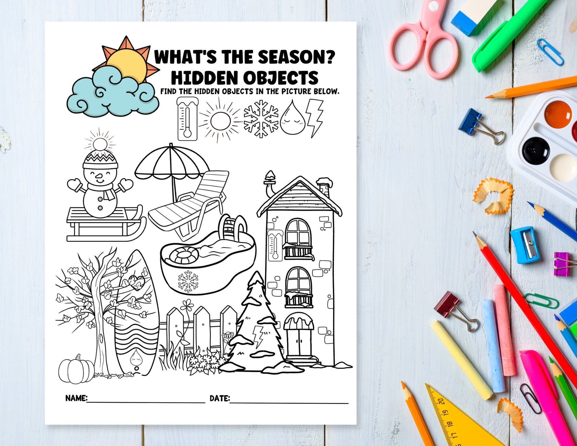 Weather Coloring Page, Learning Activity Book, Spring Worksheets ...