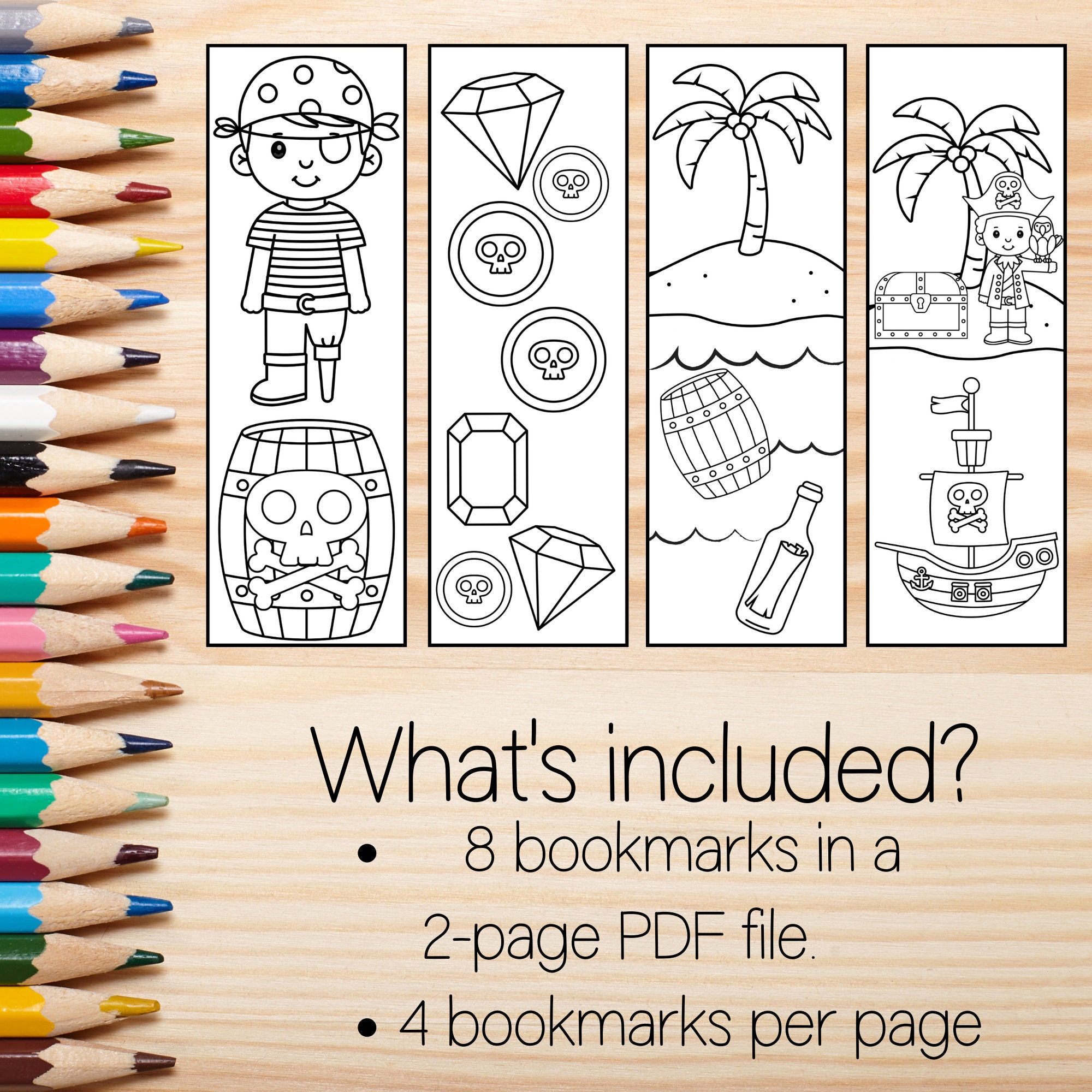Bookmarks to Color, Pirate Gifts for Kids, Cheap Party Favors, Reading ...