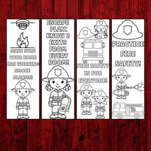 Fire Safety Printable, Fireman Party Favors, Bookmarks to Color ...