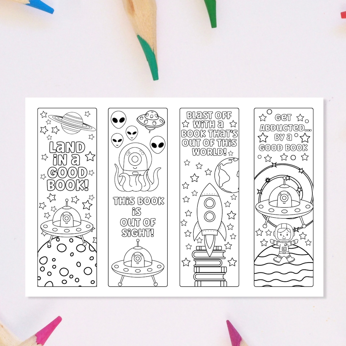 Space Bookmark, Printable Bookmarks for Kids, Space Party Favors ...