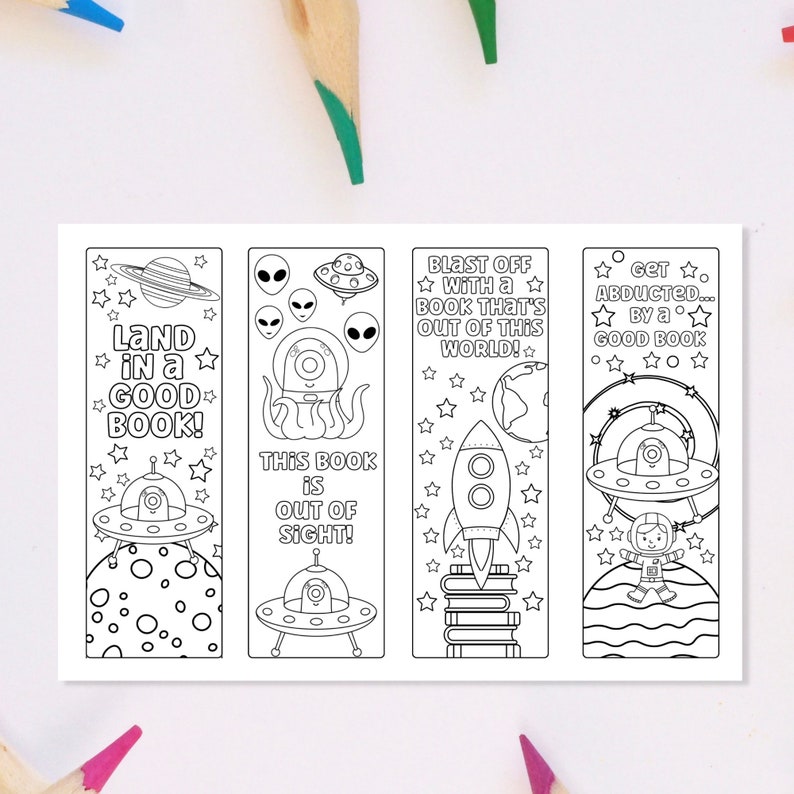 Space Bookmark, Printable Bookmarks for Kids, Space Party Favors ...