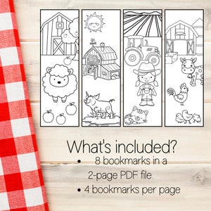 Tractor Bookmarks to Color, Farm Party Favors, Barnyard Party Supplies ...
