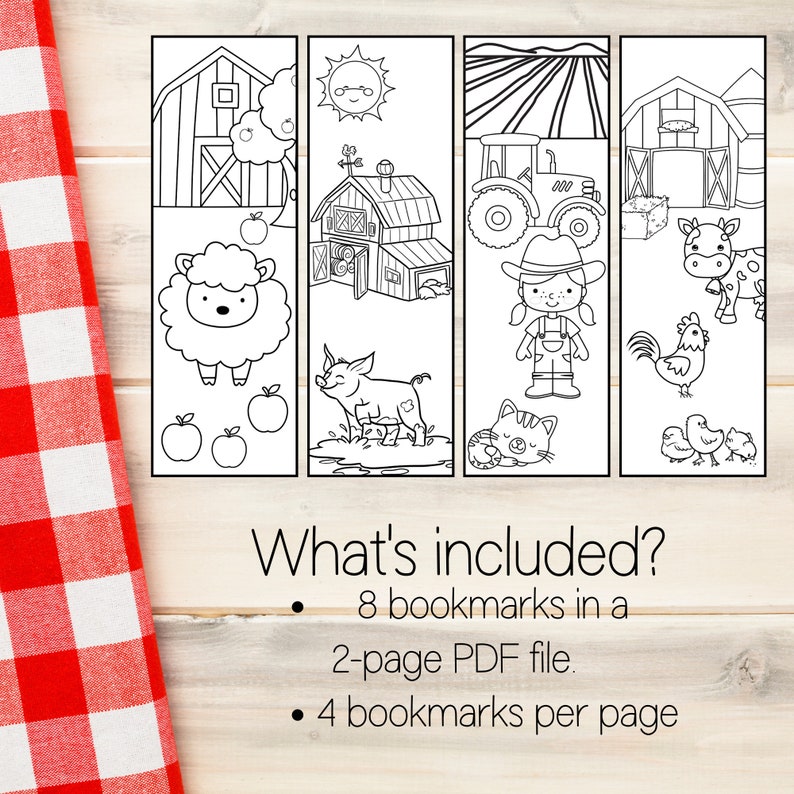Tractor Bookmarks to Color, Farm Party Favors, Barnyard Party Supplies ...