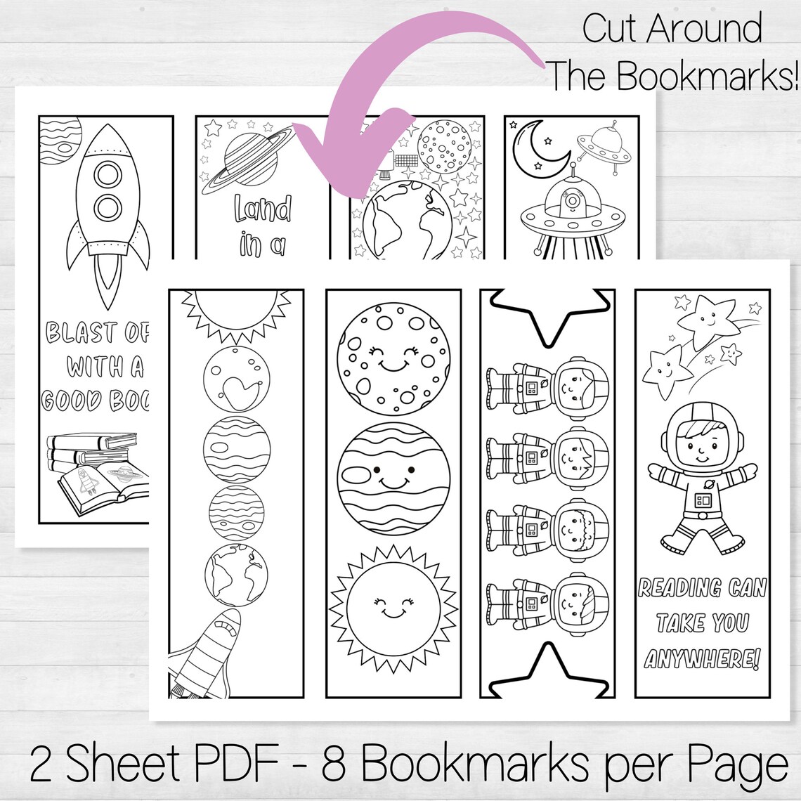 Astronaut Coloring Page, Bookmarks to Color, Space Gifts for Kids ...
