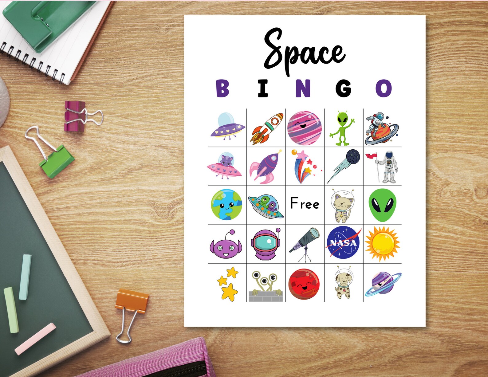 Space Bingo Cards Printable, Birthday Bingo for Kids, Space Birthday ...